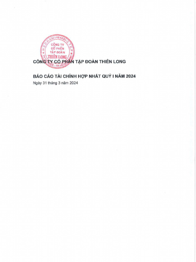 bctc thiên long hợp nhất quý một 2024 | PDF