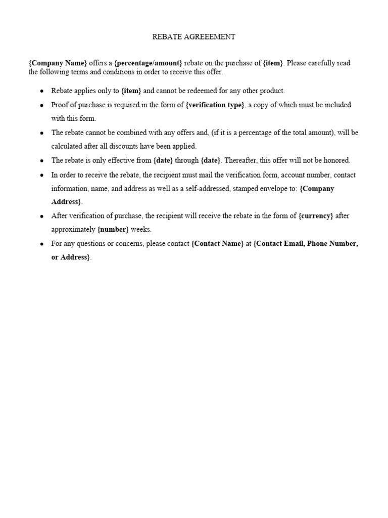 Rebate Agreement | PDF