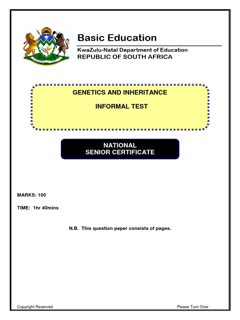 Genetics Topic Test Final-2 | PDF | Genotype | Allele