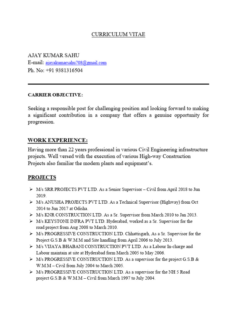 Ajay Kumar Sahu-Cv | PDF