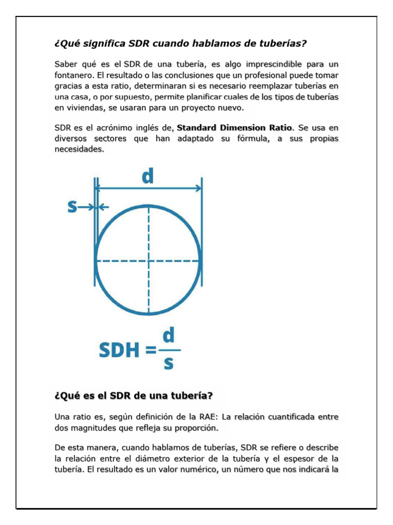 Qué Significa SDR Cuando Hablamos de Tuberías | PDF | Tubería ...