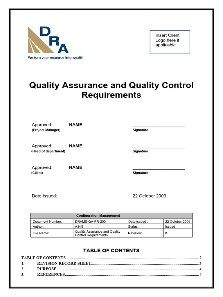 DRAMS-QA-PR-200 Quality Assurance and Control Requirements | PDF ...