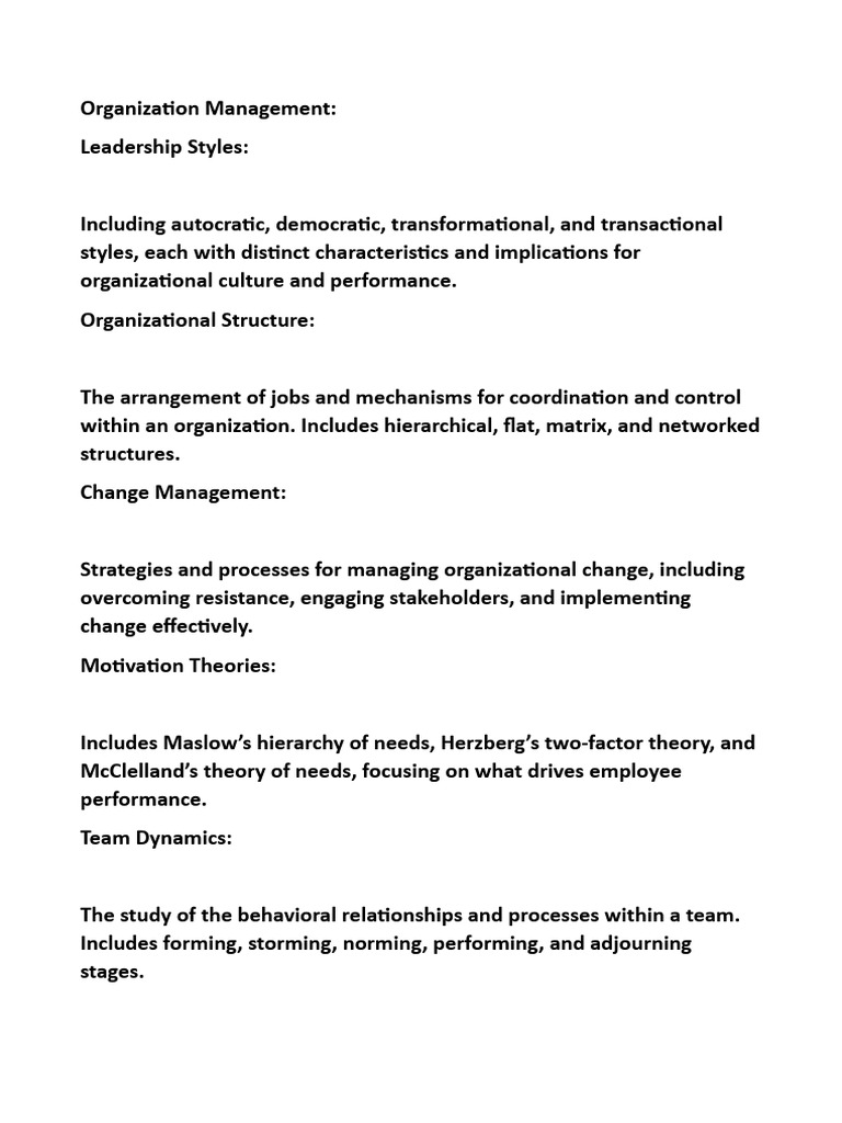 Organisation Management Notes | PDF | Self-Improvement | Science ...