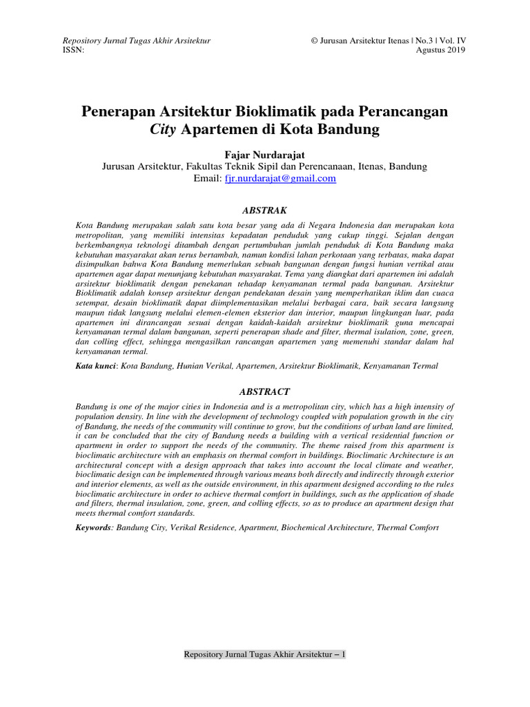 Arsitektur Bioklimatik Apartemen | PDF