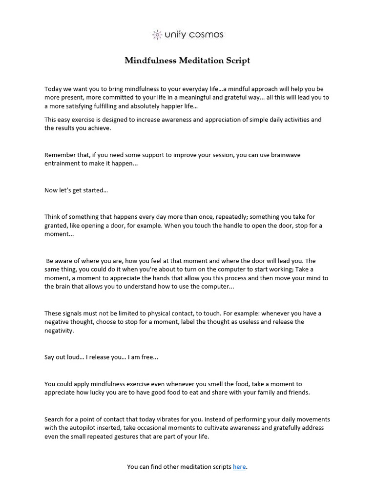 Mindfulness-Meditation-Script | Download Free PDF | Cognitive Science ...