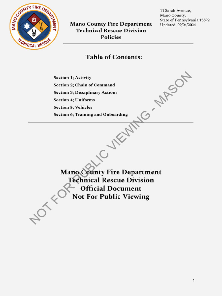 Technical Rescue Division Guidelines | PDF