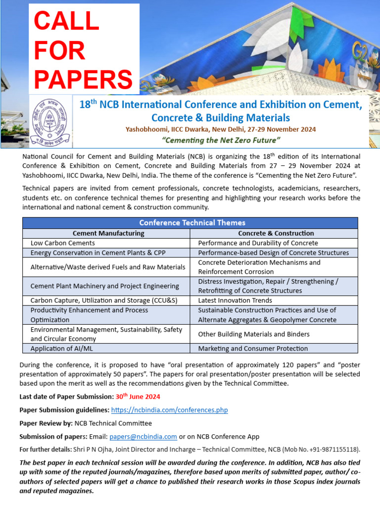 18 Conf Call For Papers 26424 | PDF | Concrete | Cement