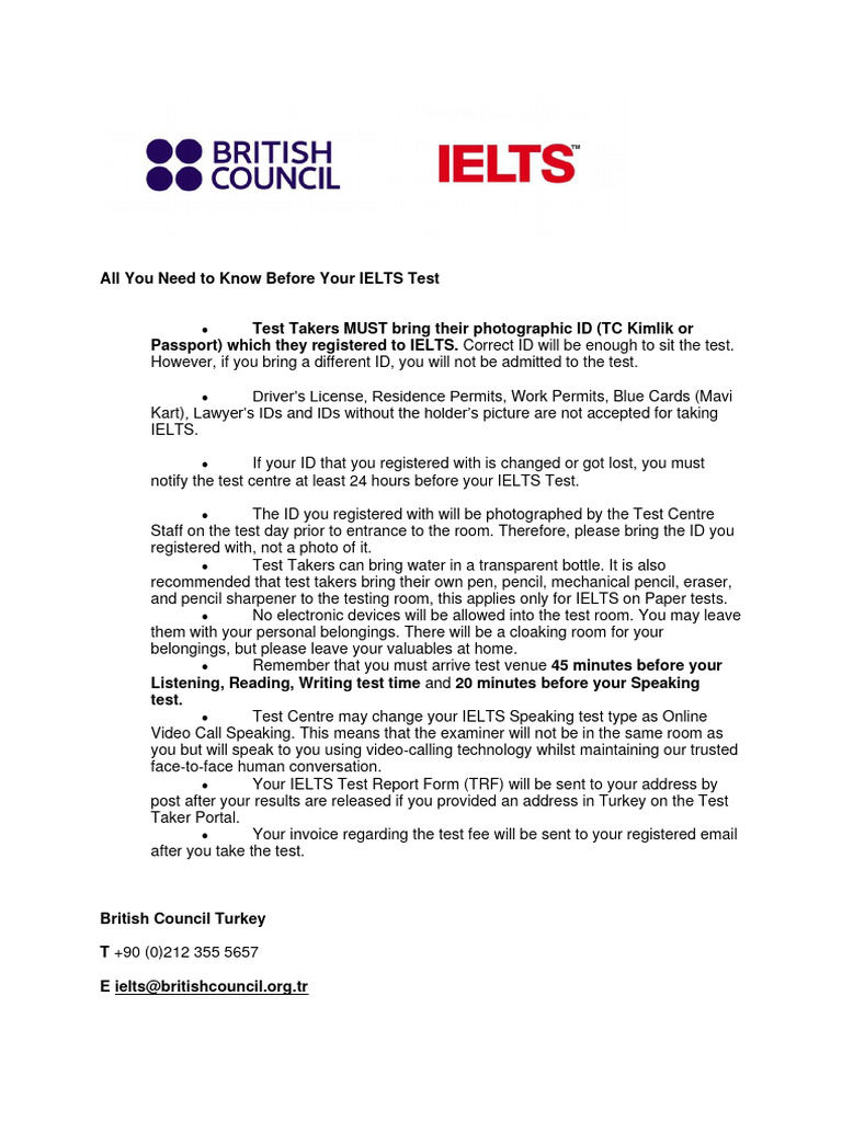 IELTS Test ID and Requirements Guide | PDF | Business | Technology ...