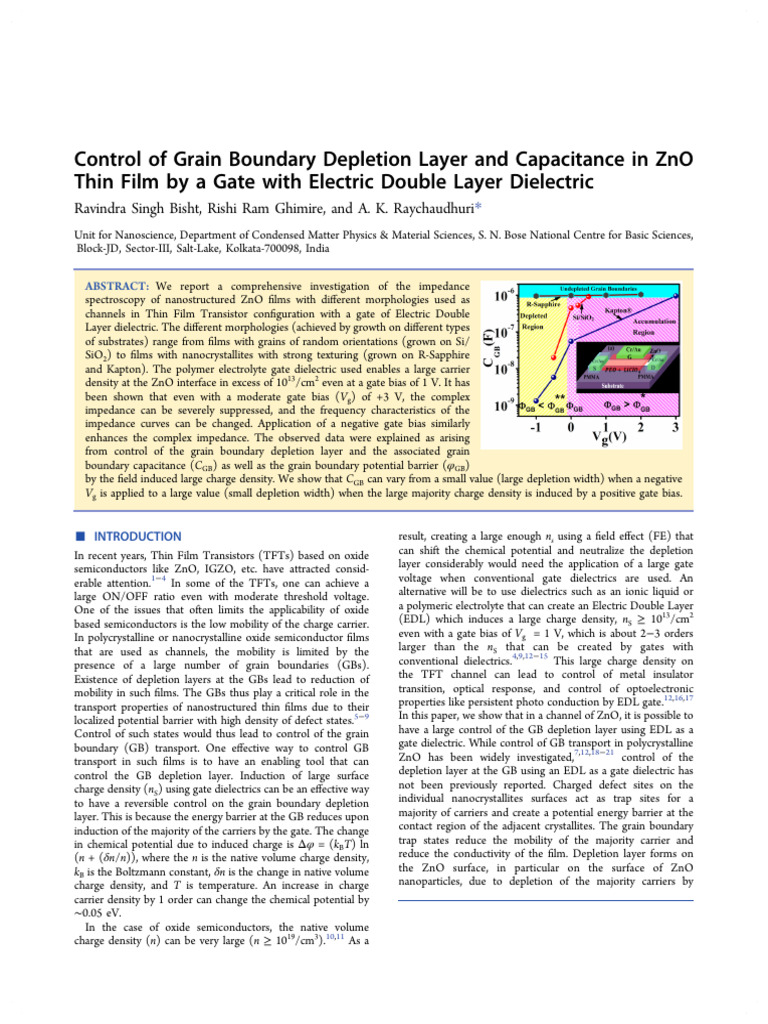 Control of Grain Boundary Depletion Layer and Capacitance | PDF | Field ...