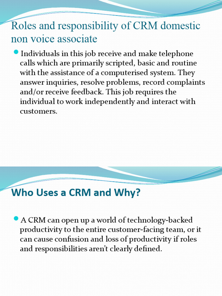 CRM Domestic Non-Voice Associate Roles | PDF | Customer Relationship ...
