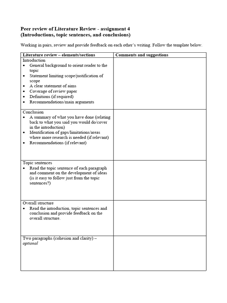 Peer Review Guide for Literature Reviews | PDF
