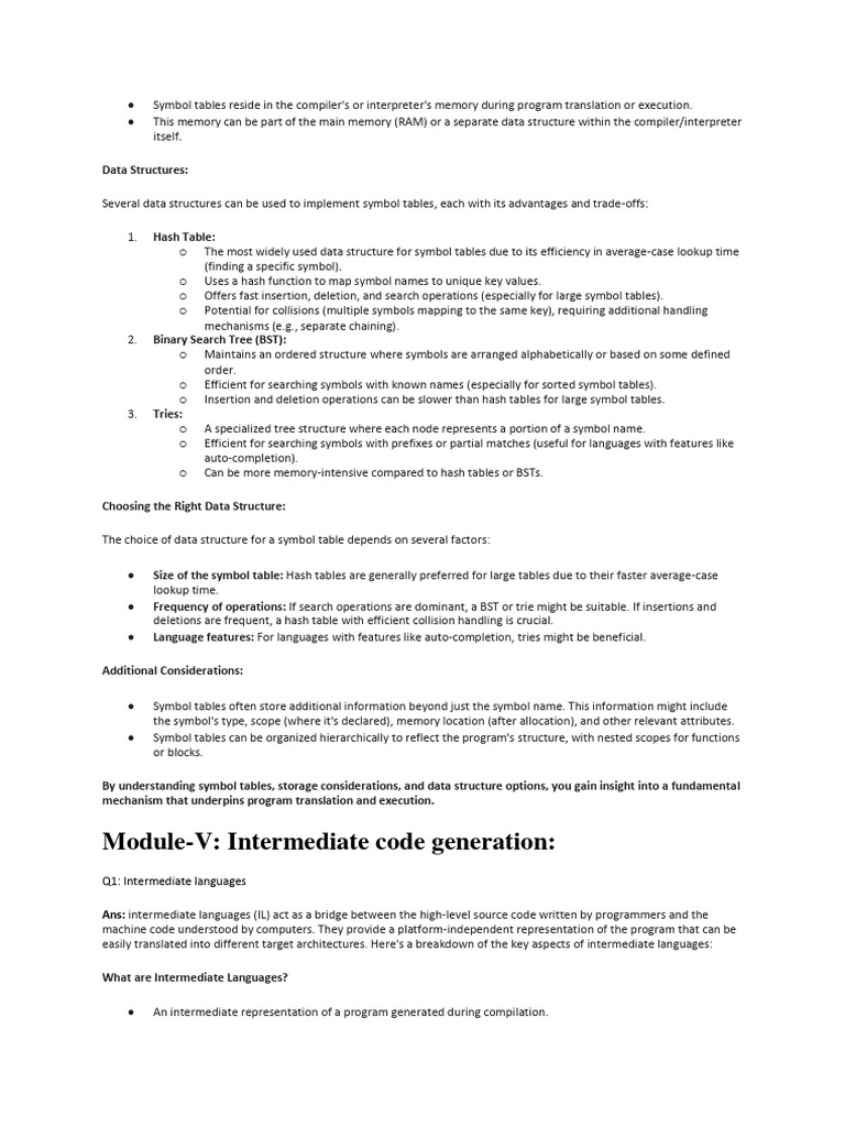 Symbol Tables and Data Structures Explained | PDF | Compiler | Computer ...