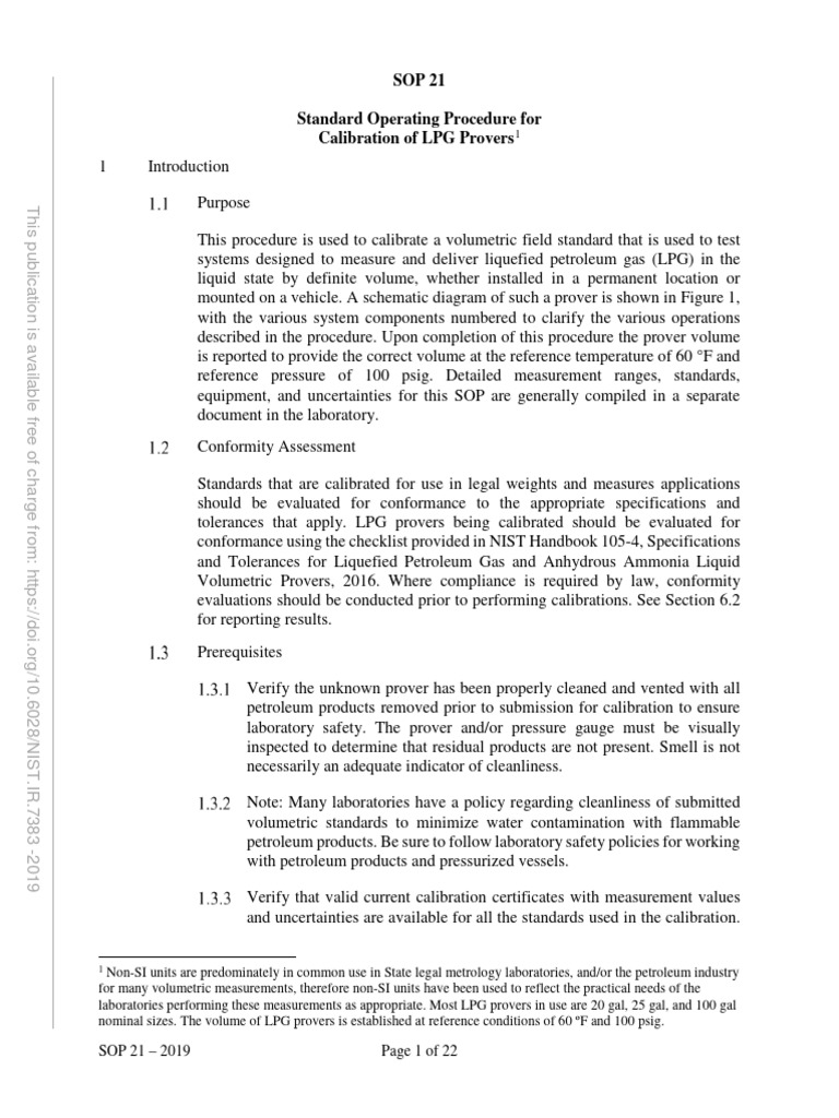 Sop 21 LPG Prover Calibration 20190508 | PDF | Calibration | Pipe ...