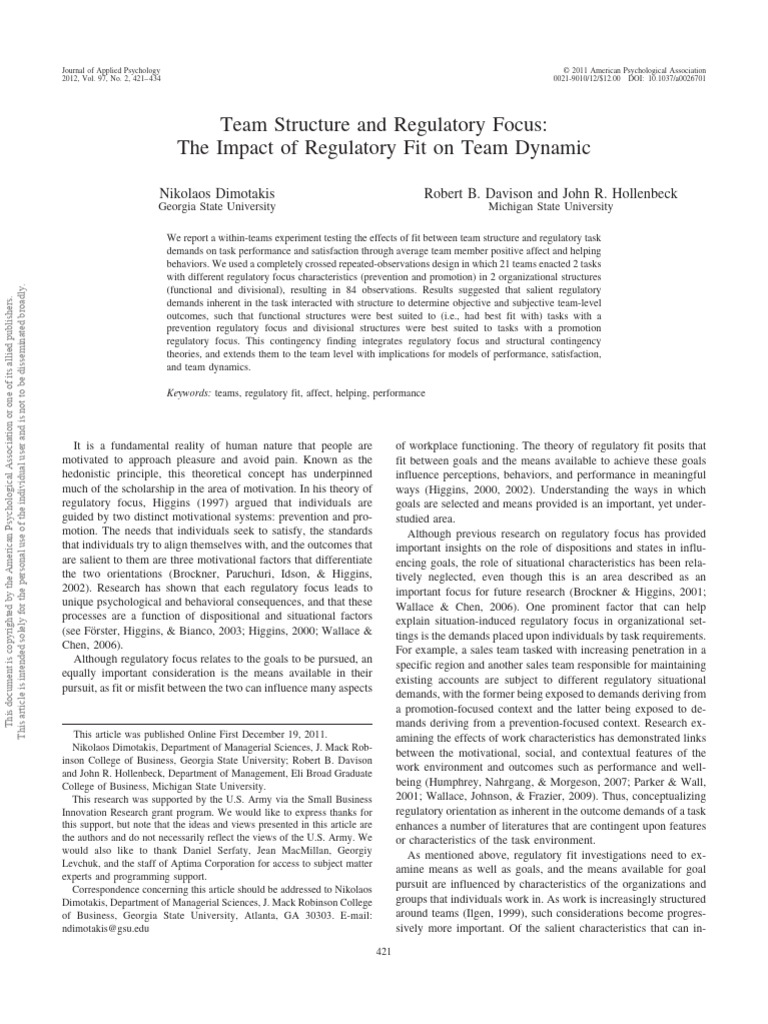 4.2 AR Dimotakis 2012 | PDF | Goal | Affect (Psychology)