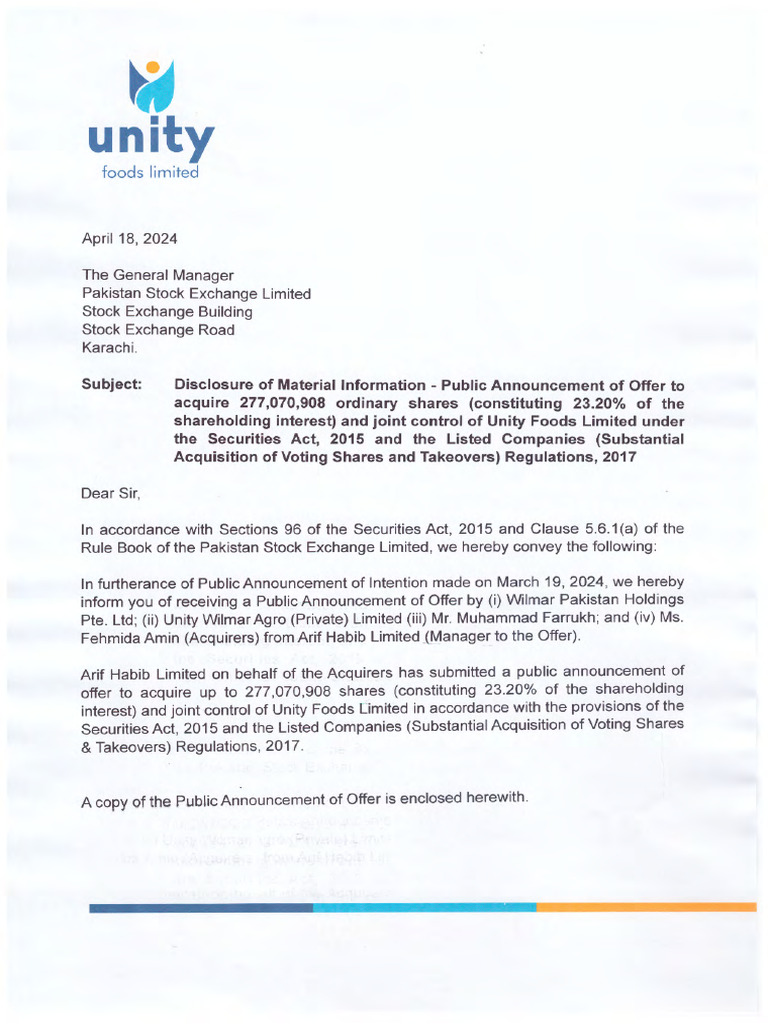 UNITY Material Information | PDF | Dividend | Business Economics