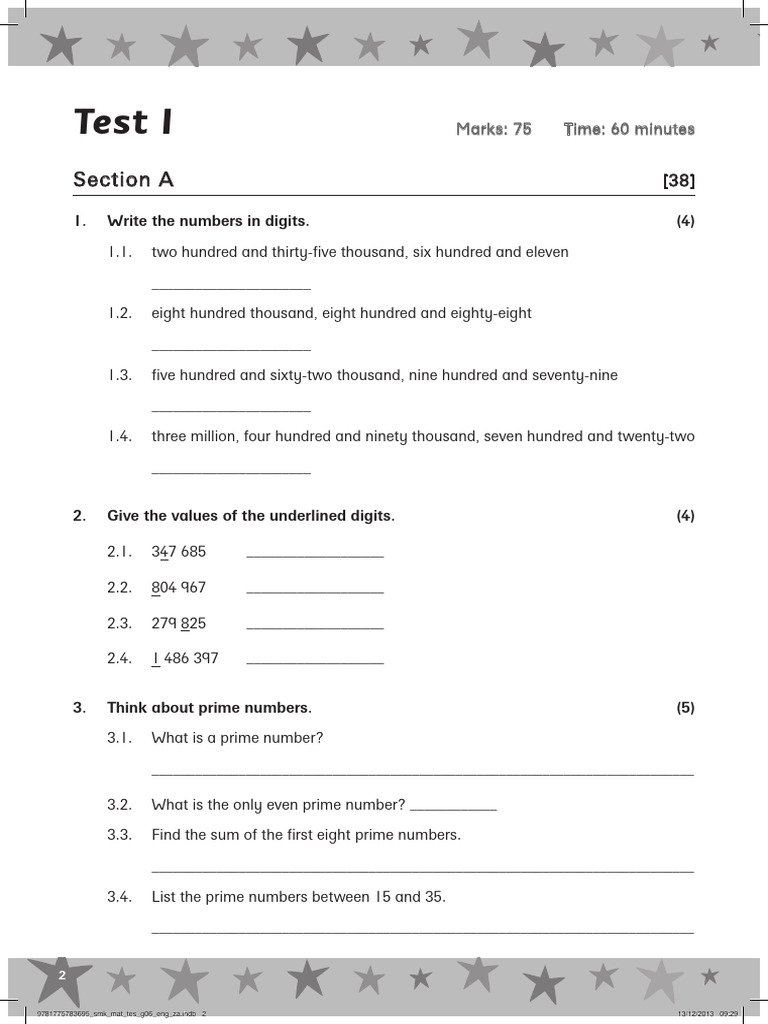 Practice Test Mathematics g6 | PDF | Prime Number | Mathematical Concepts