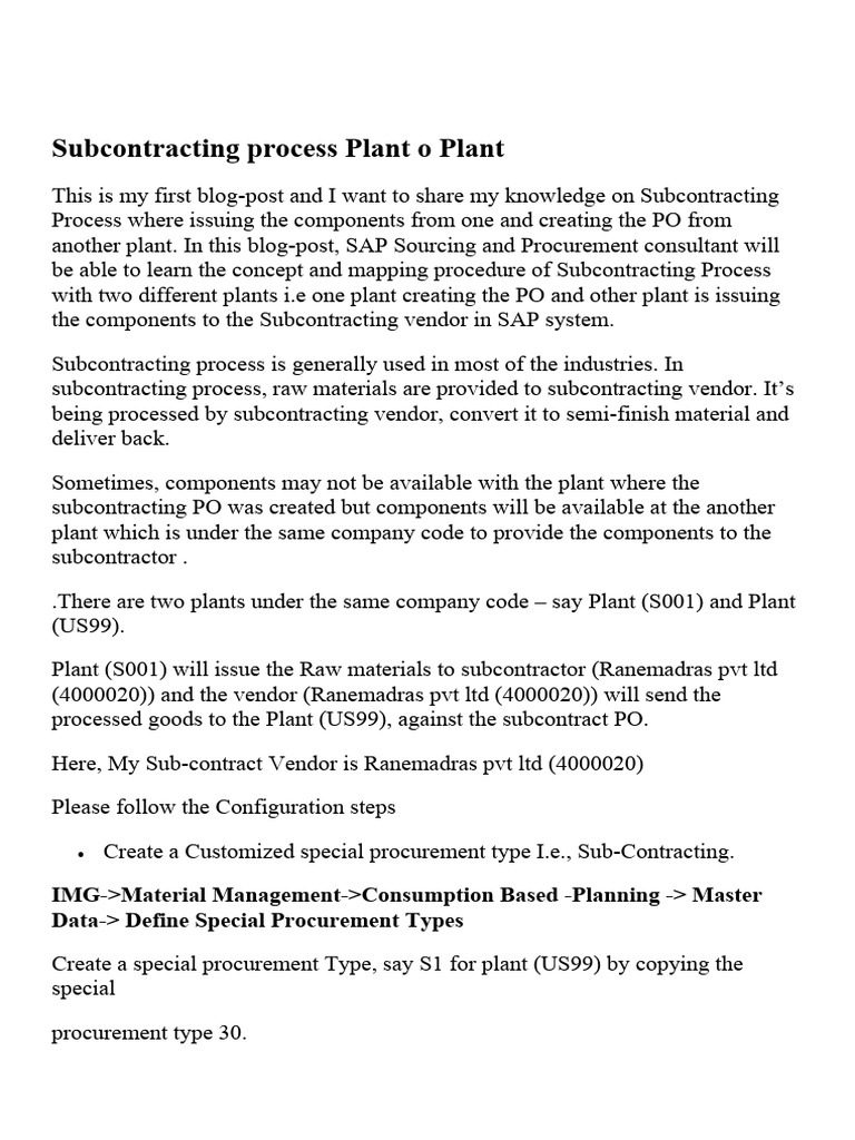 Subcontracting Process Plant o Plant | PDF | Procurement | Subcontractor