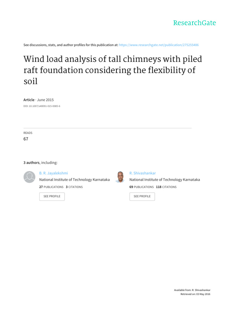 WL Analysis of Tall Chimneys With Piled Raft Foundation | PDF ...