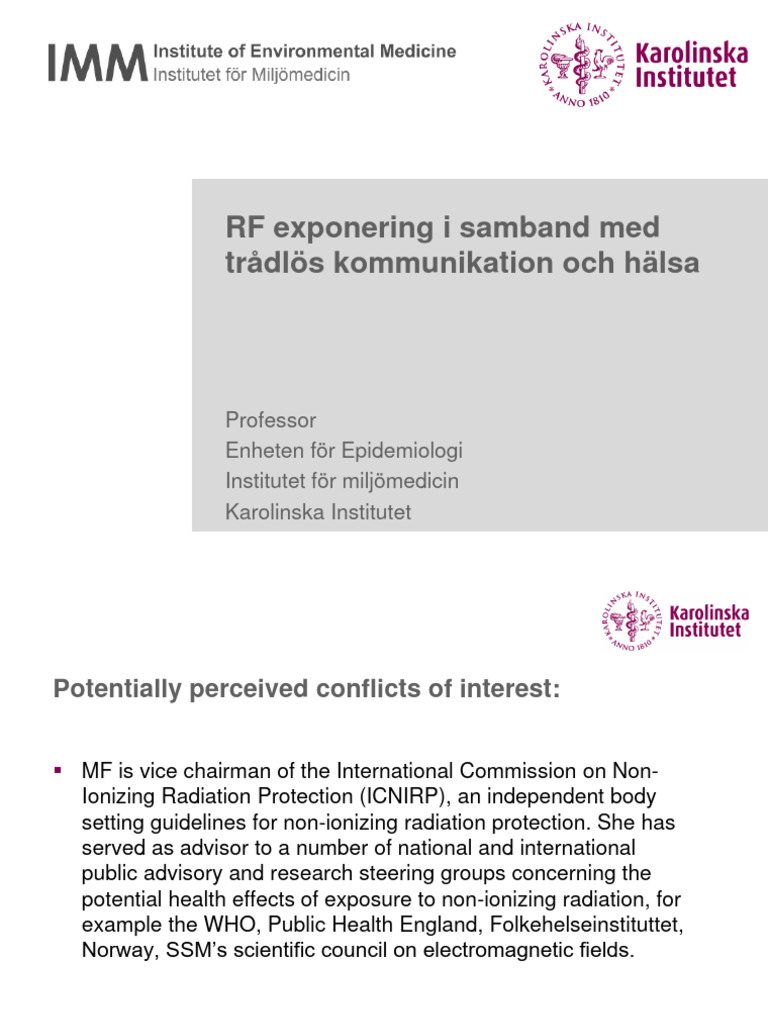 RF Exponering I Samband Med Trådlös Kommunikation Och Hälsa | PDF