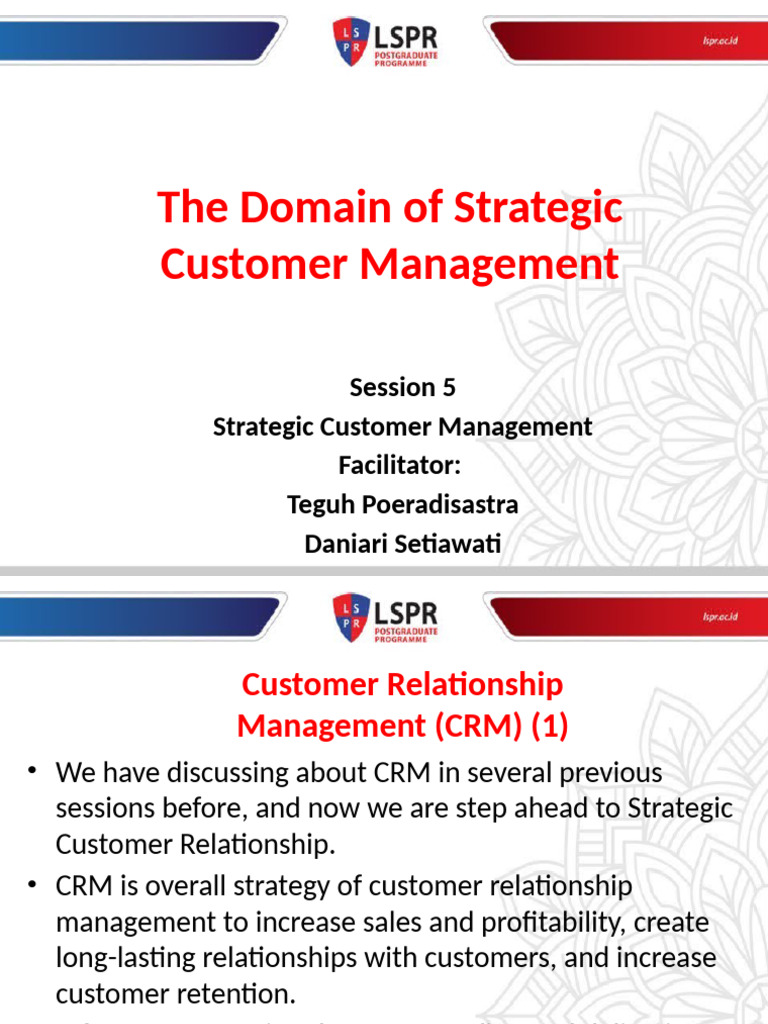 Session 5 - Domain of Strategic Customer | PDF | Customer Relationship ...