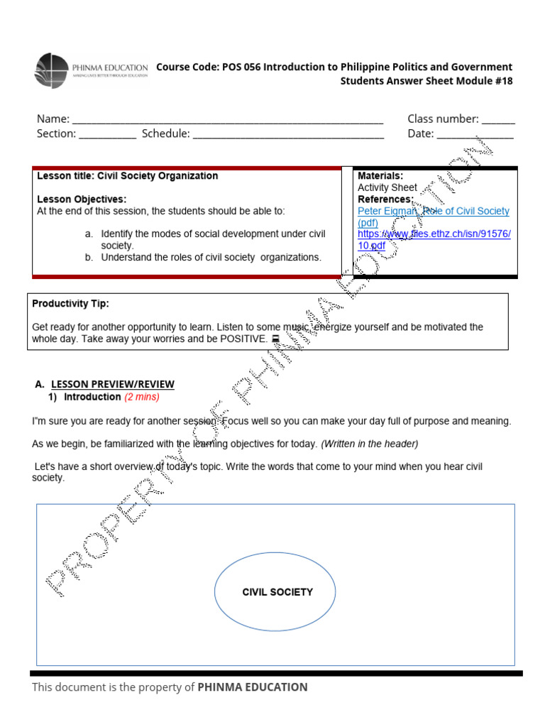 SAS#18-POS 056 - Watermark | PDF | Governance | Civil Society