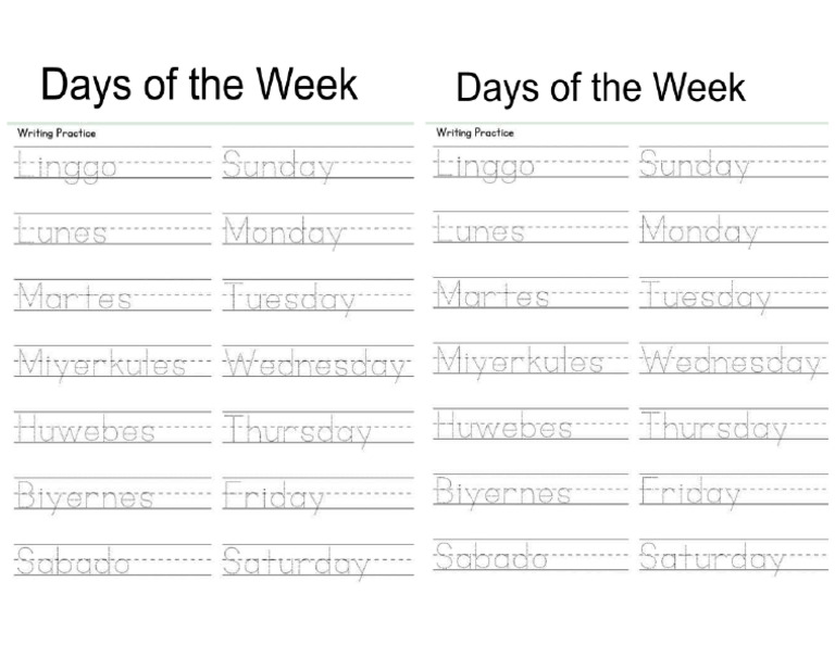 Days of The Week | PDF