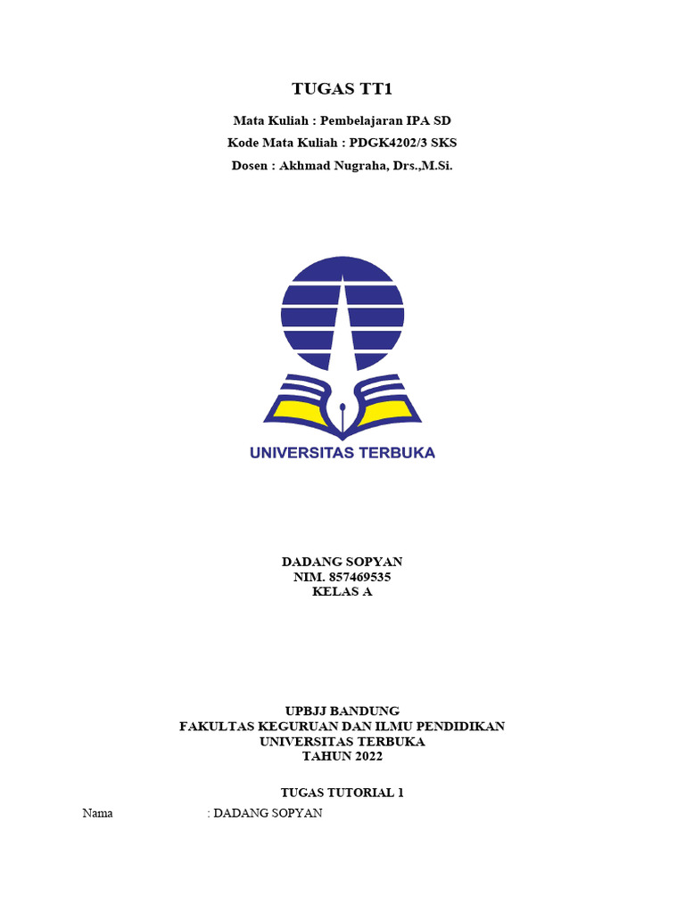 Dadang Sopyan - 857469535 - TT1 Pembelajaran Ipa SD | PDF