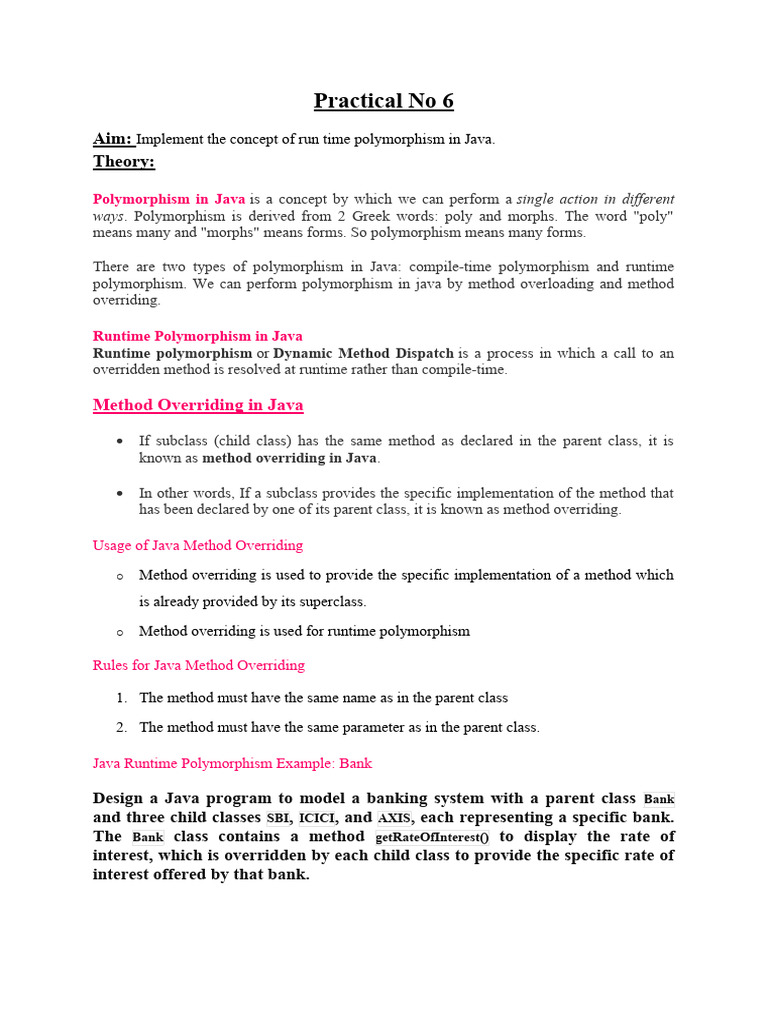 Practical No 6 Pdf Method Computer Programming Inheritance Object Oriented Programming 0856