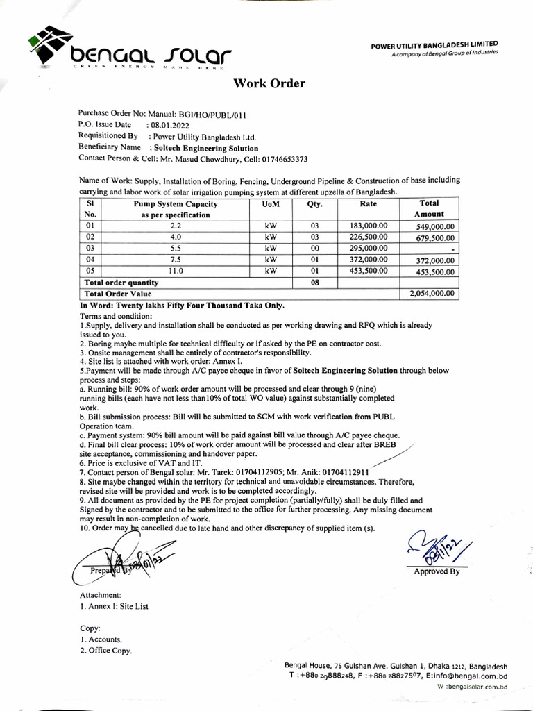 Soltech Engineering WO | PDF | Cheque | Payments