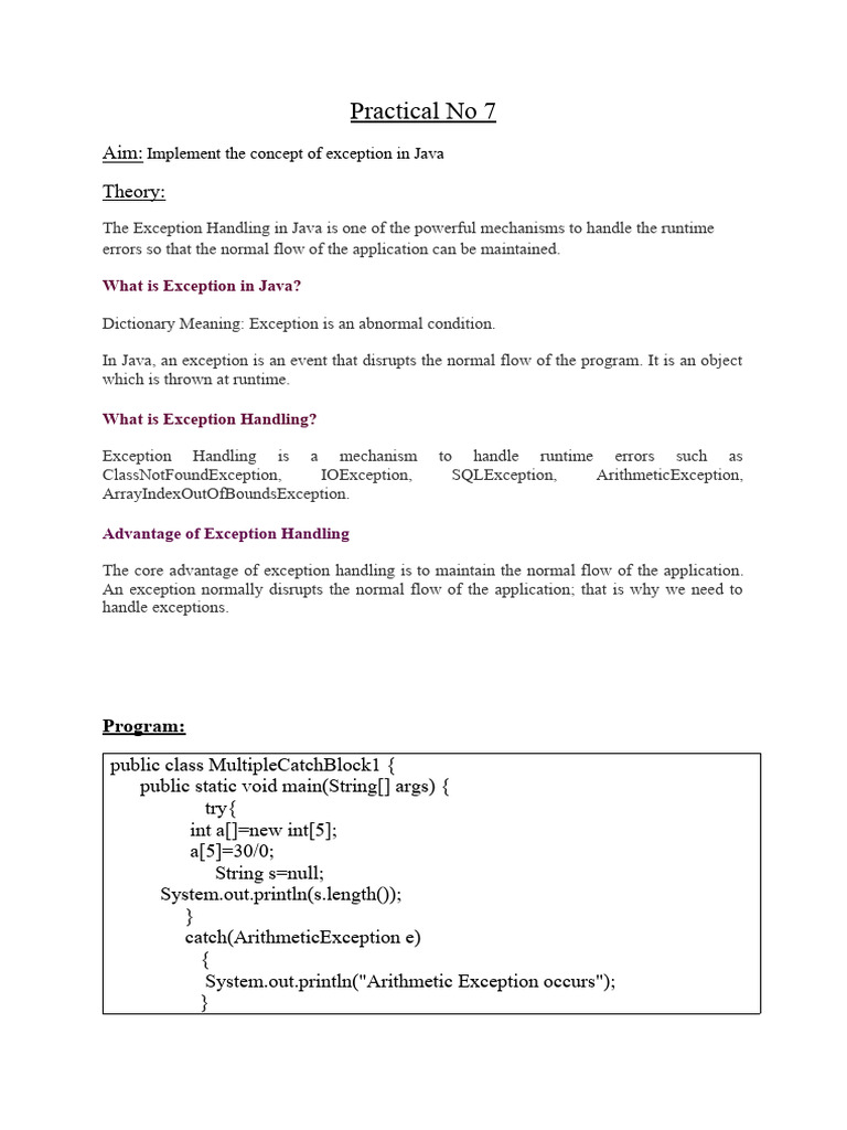 Java Exception Handling Explained | PDF