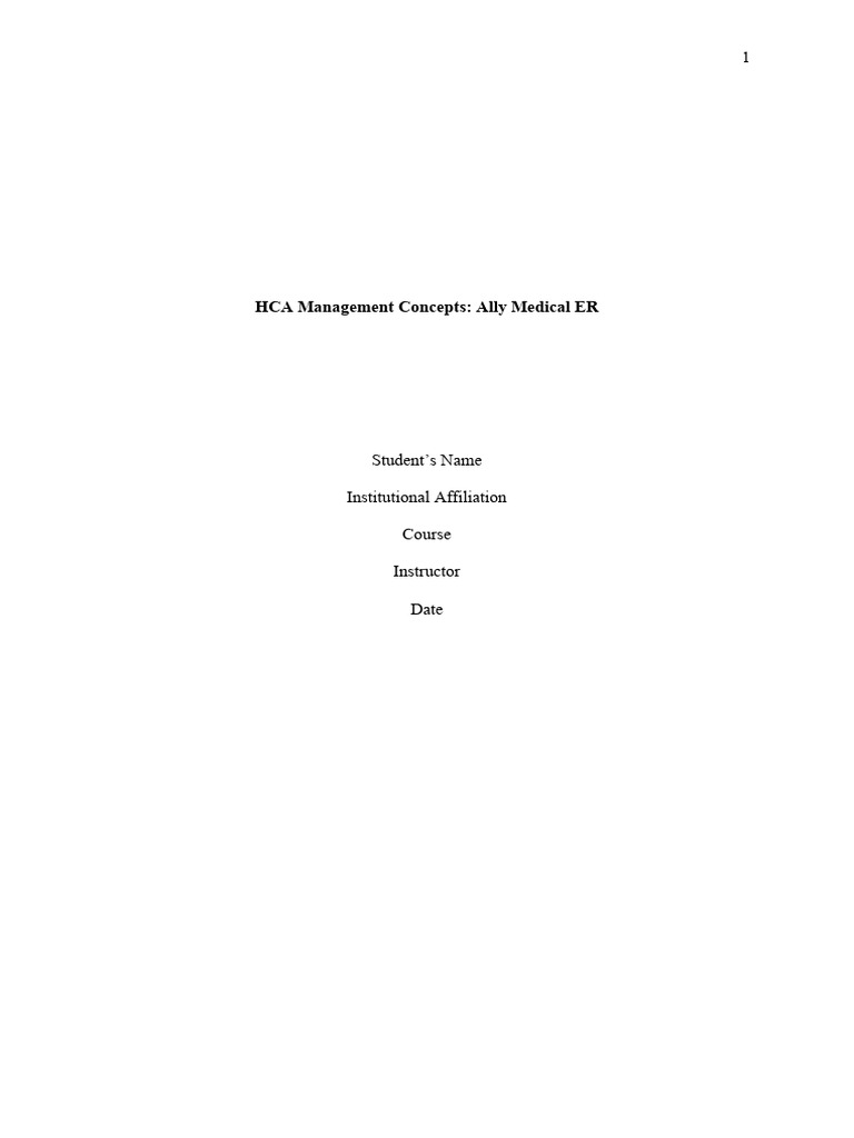 HCA Management at Ally Medical ER | PDF | Health Care | Caregiver