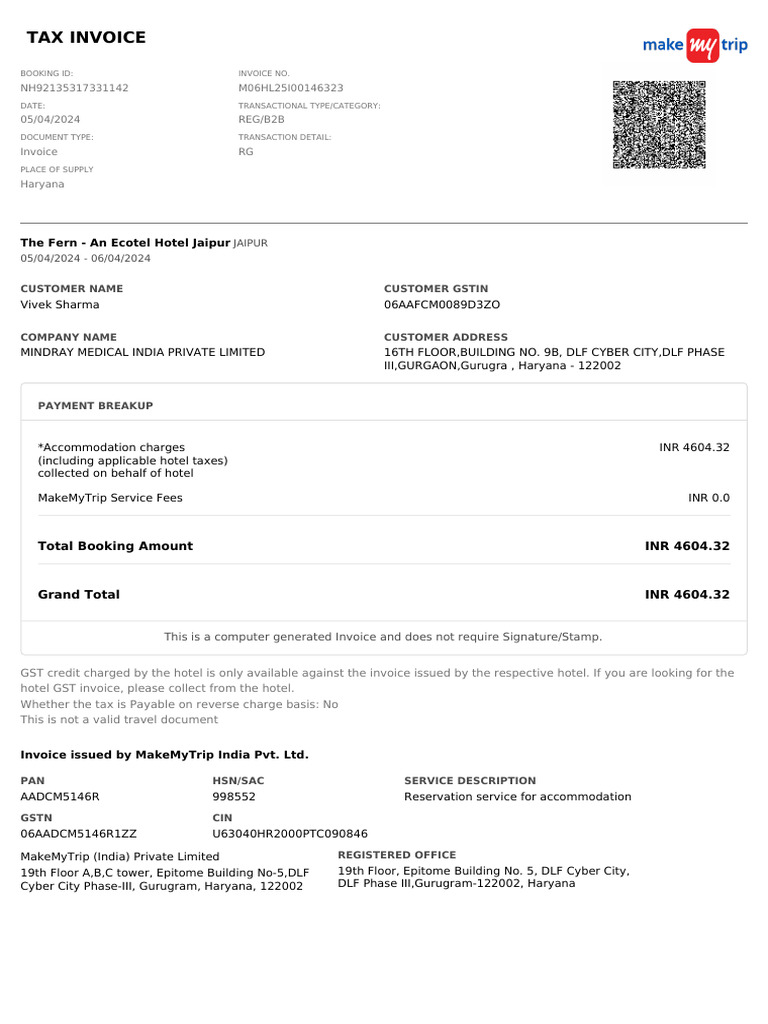 Hotel 5th April | PDF | Invoice | Taxation