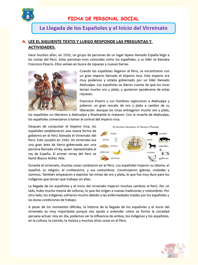 FICHA DE APRENDIZAJE - PERSONAL SOCIAL | Descargar gratis PDF | Perú | Imperio Inca