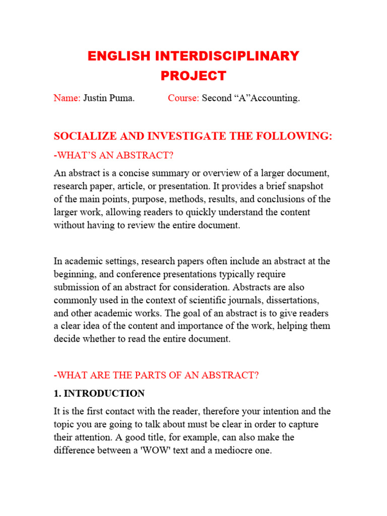 English Interdisciplinary Project | PDF | Science & Mathematics