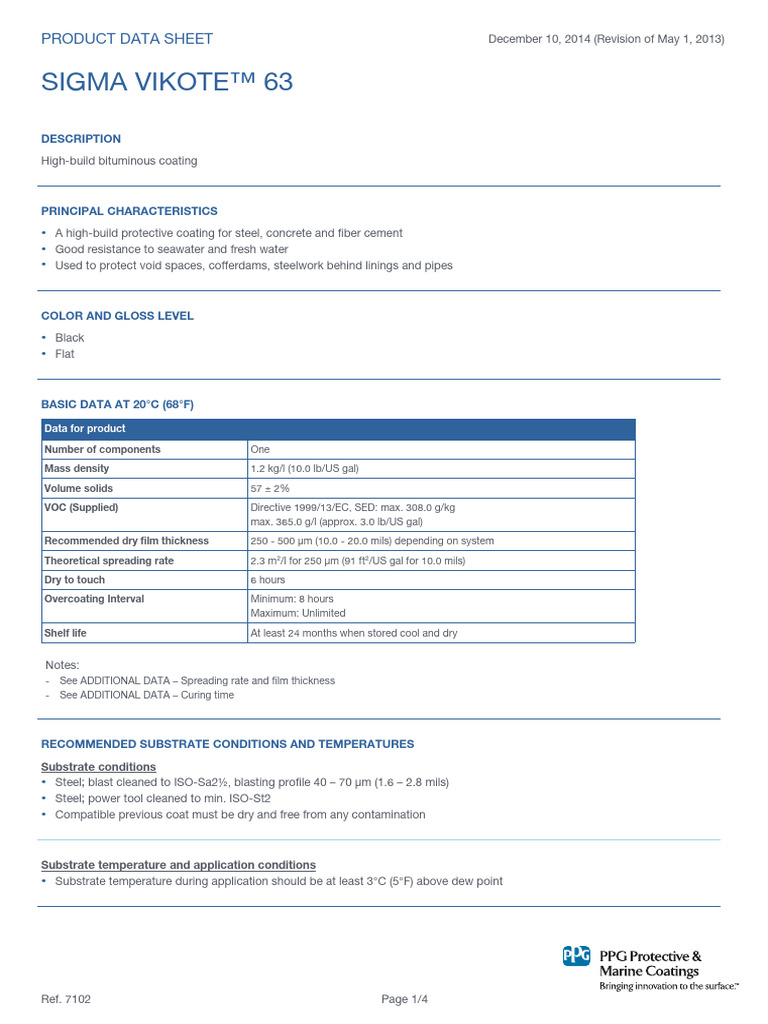 Sigma Vikote 63 PDS | PDF | Legal Liability | Paint