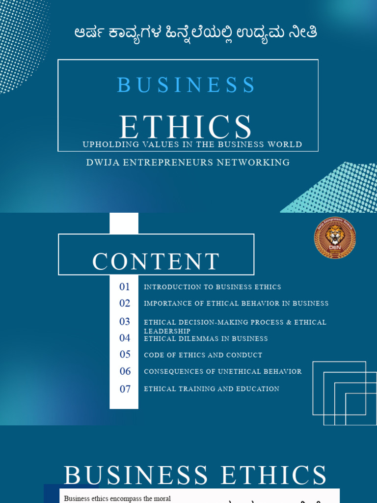 Business Ethics - Dwija Entrepreneurs Networking | PDF | Business ...