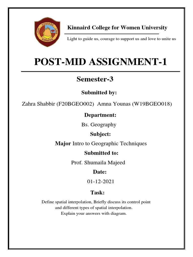 Zahra Shabbir (F20bgeo002) Post-Mid Assignment IGT | PDF | Interpolation | Geographic ...