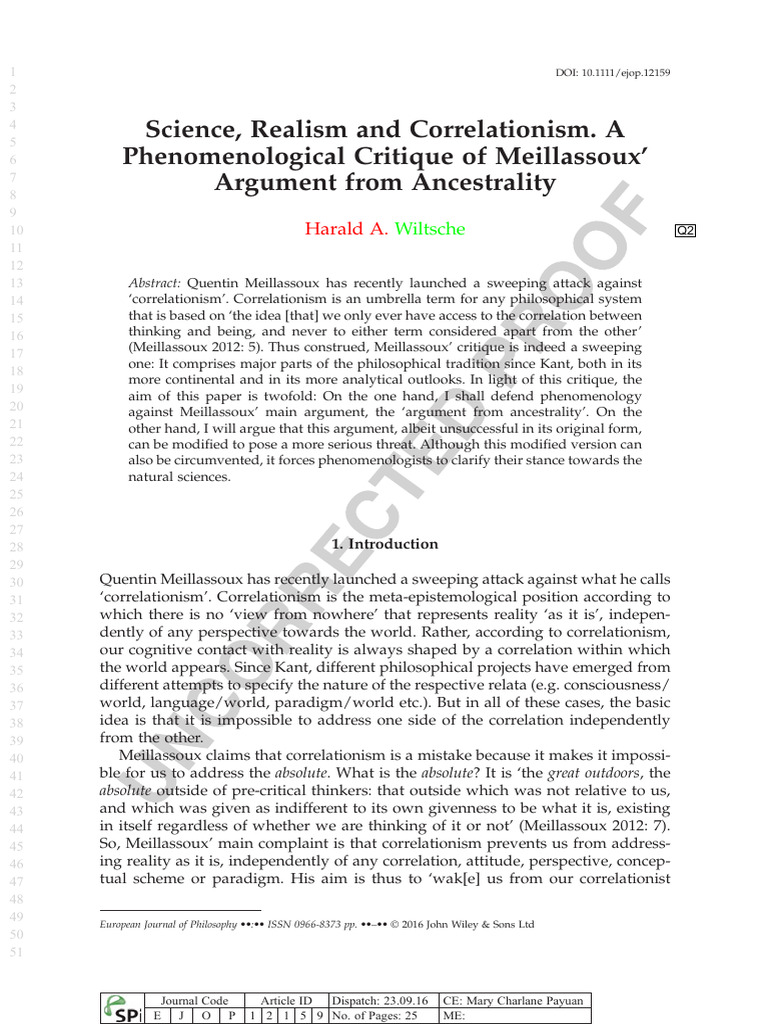 Science, Realism and Correlationism - A Phenomenological Critique of ...