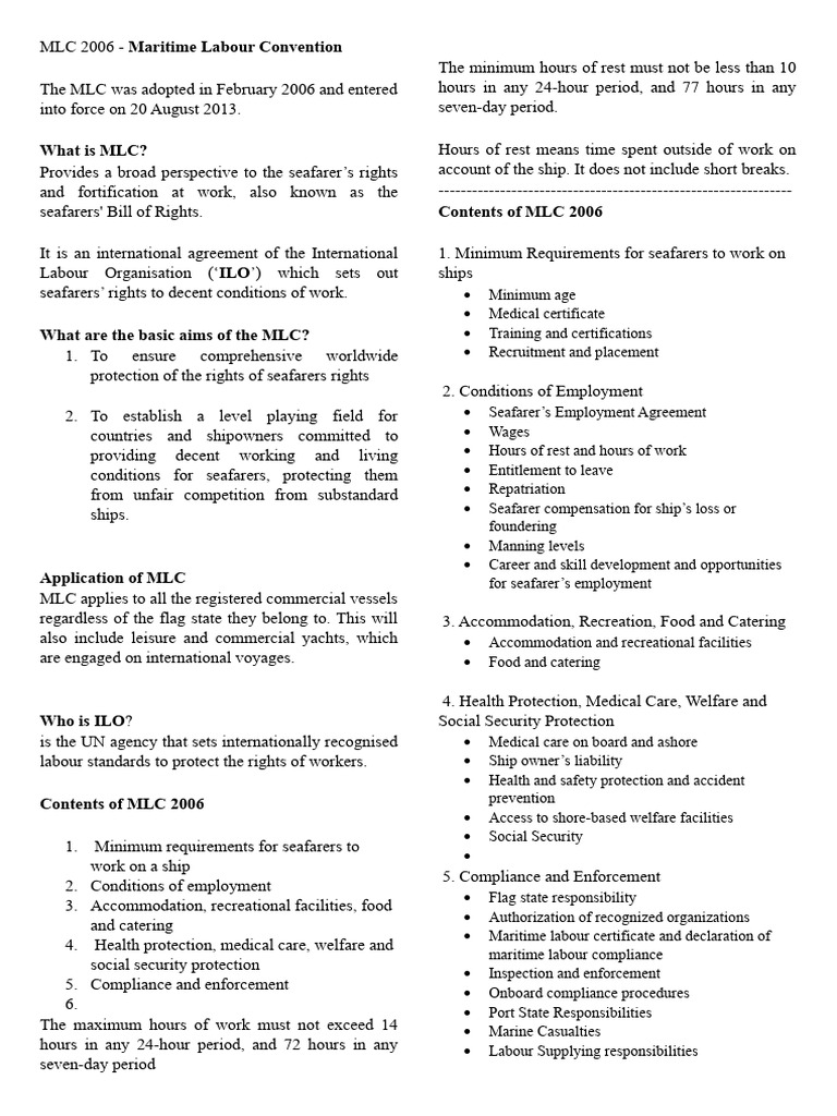 MLC 2006 | PDF | International Labour Organization | Labour Law
