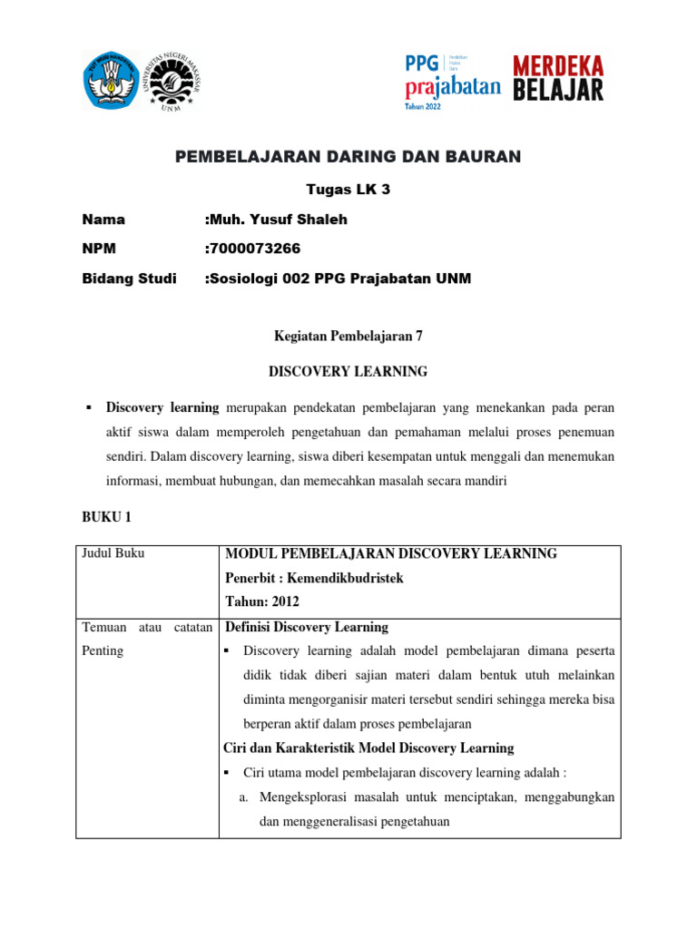 Tugas 2 - Eksplorasi Konsep (Discovery Learning) | PDF