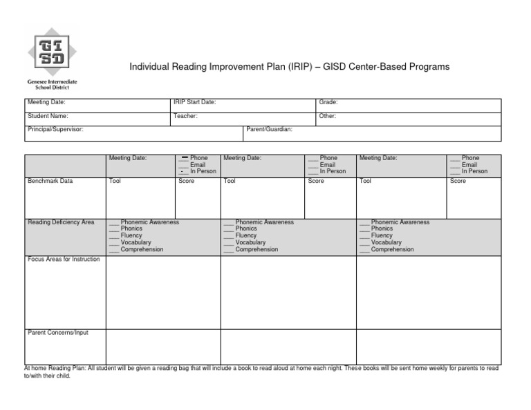 GISD IRIP Form Final | PDF | Language Arts & Discipline