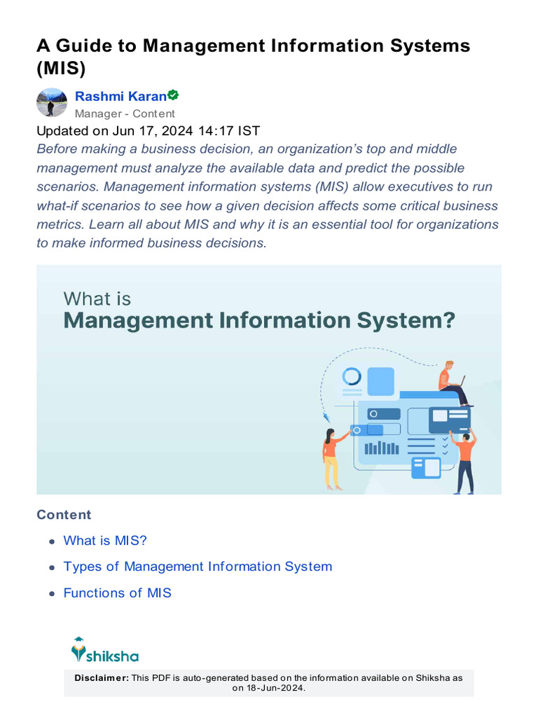 A Guide To Management Information Systems (MIS) : Rashmi Karan | PDF | Management Information ...