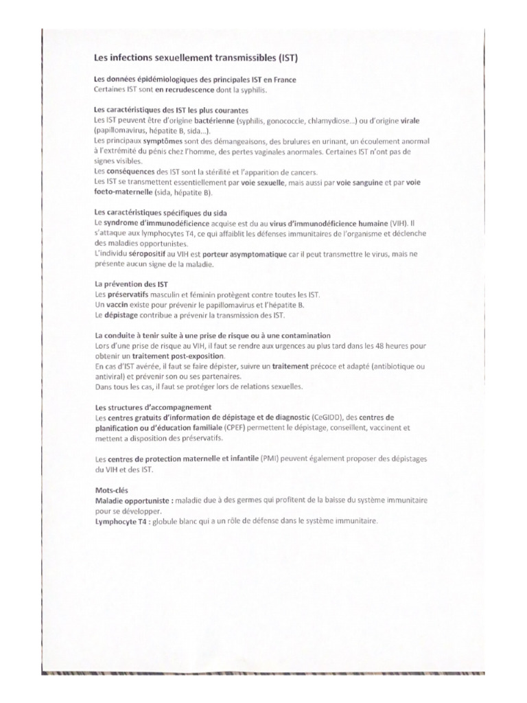 Les Infections Sexuellement Transmissibles (IST) | PDF