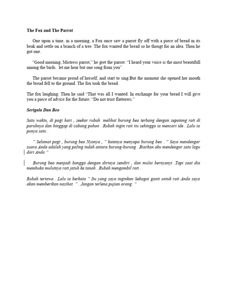 The Fox and The Parrot | PDF