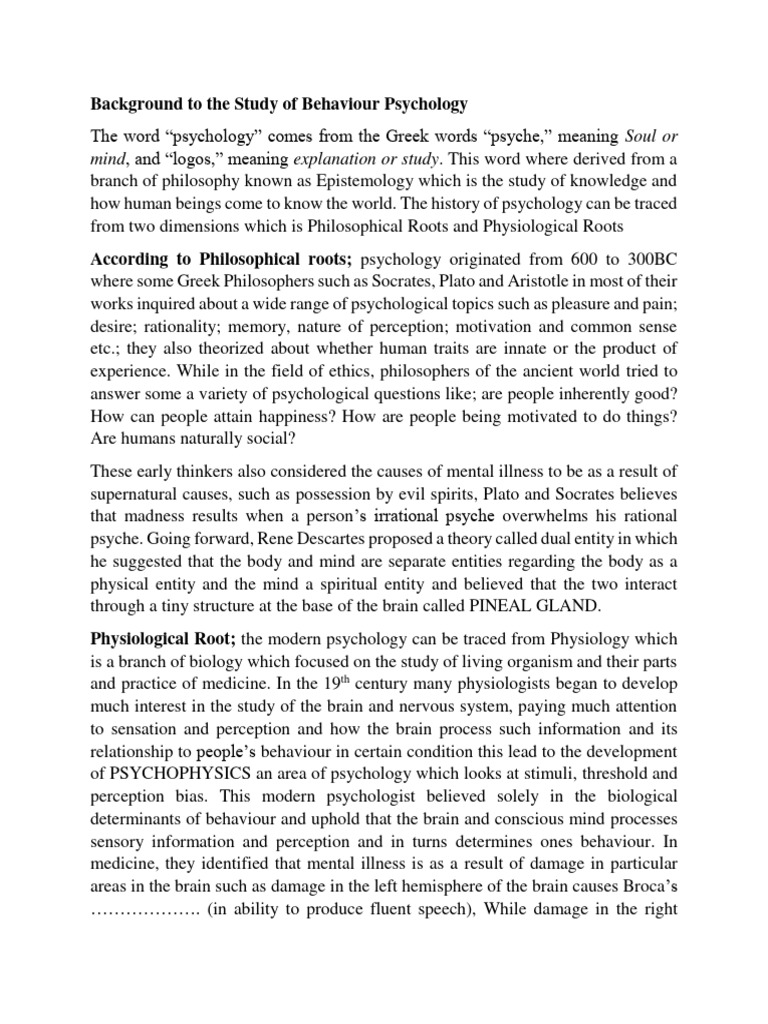 A Brief Introduction To Psychology | PDF | Psychology | Mind