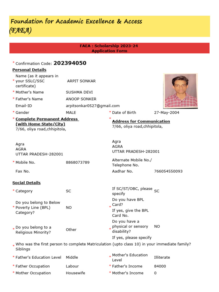 Online Application: FAEA 2023-24 | PDF | Diploma | Educational Stages