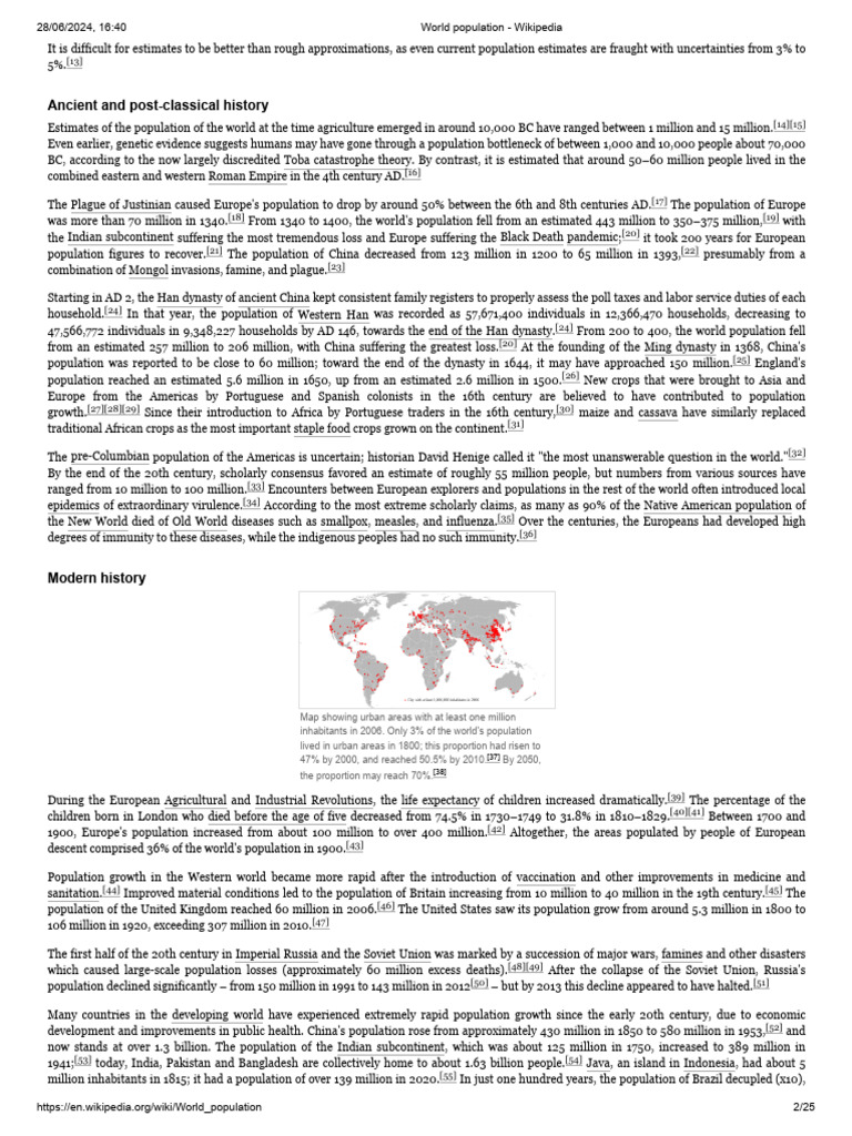Global Population Growth Through History | PDF | World Population