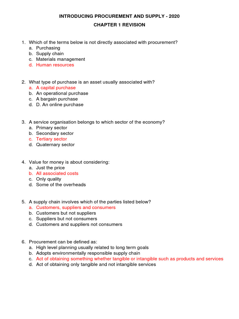 Introducing Questions 2020 | PDF | Supply Chain | Procurement