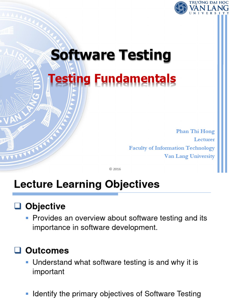 ST-L01-Testing Fundamentals | PDF | Software Testing | Verification And ...