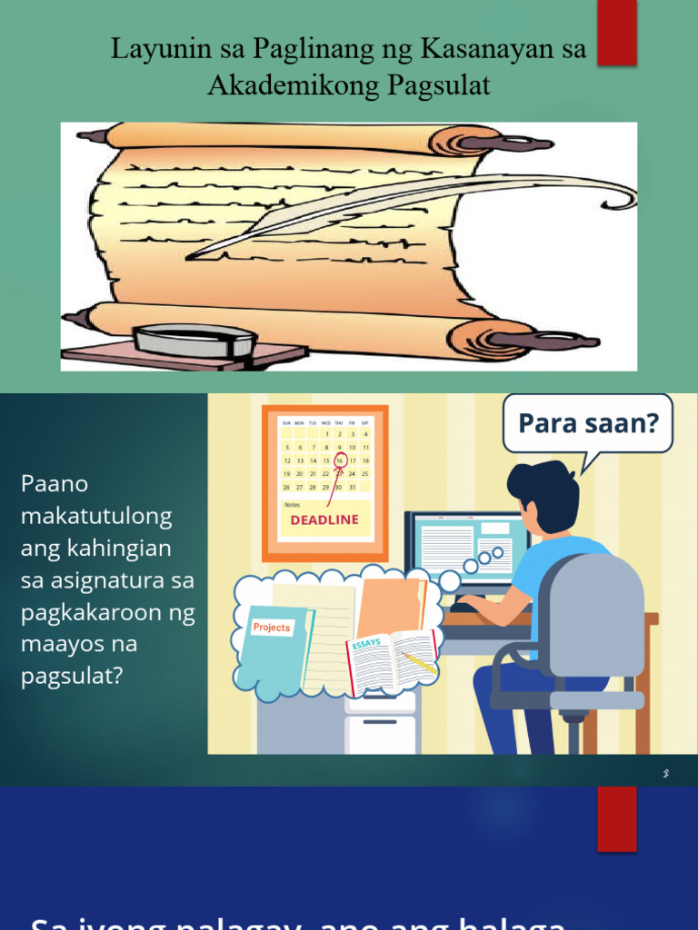 Layunin Sa Paglinang NG Kasanayan Sa Akademikong Pagsulat | PDF